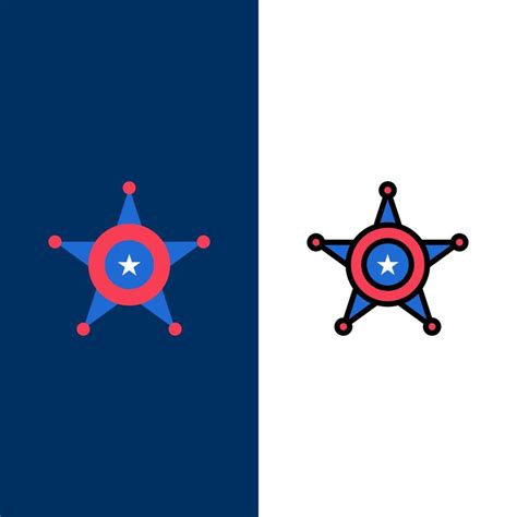 Men Police Star Usa Icons Flat And Line Filled Icon Set Vector Blue