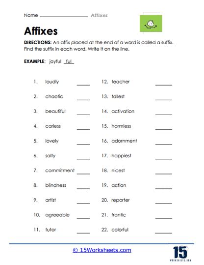 Affixes Worksheets Grammar Enrichment 15