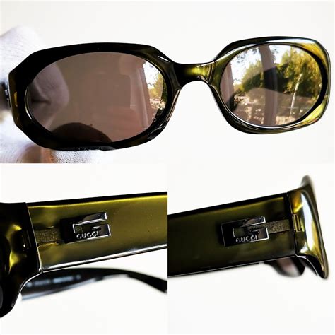 Gucci Vintage Sunglasses Rare Oval Square Green Black Gg2436s Etsy