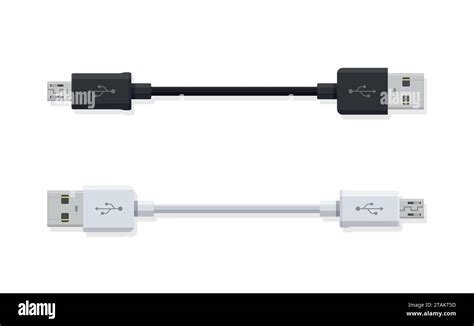 Usb Micro Cables Isolated On White Background Connectors And Sockets