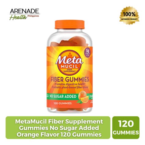 Metamucil Fiber Supplement Gummies No Sugar Added Orange Flavor 120