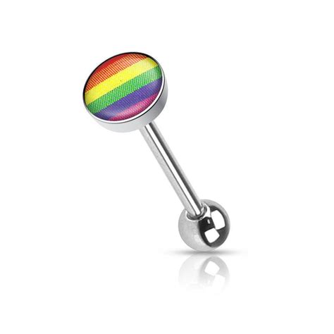 Rainbow Pride Steel Barbell Tongue Ring Skinkandy Au