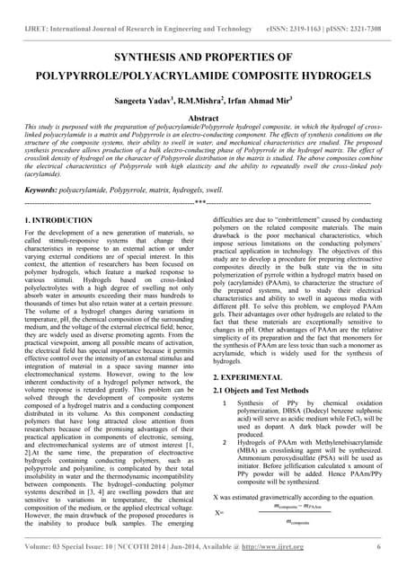 Effect Of Cross Linking Density On Swelling Behavior And Absorption