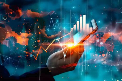 businessman analyzing financial data smartphone with digital graph