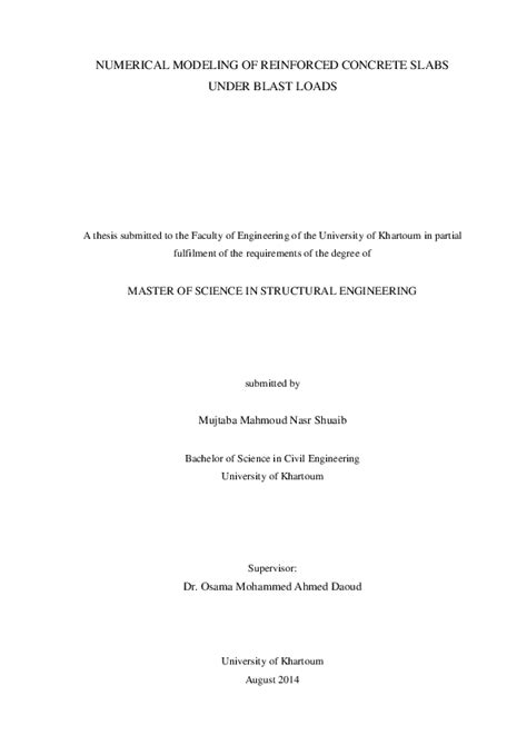 Pdf Numerical Modeling Of Reinforced Concrete Slabs Under Blast Loads