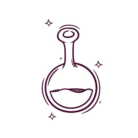 Hand Drawn Round Bottom Flask Doodle Vector Sketch Illustration