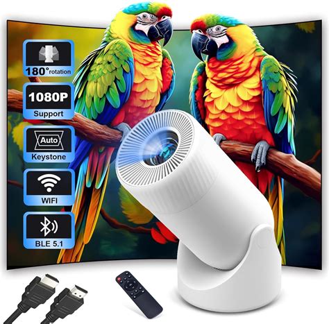 Mini Projector Supports 4k 180 Degree Roation Built In Speaker Connects To Phone