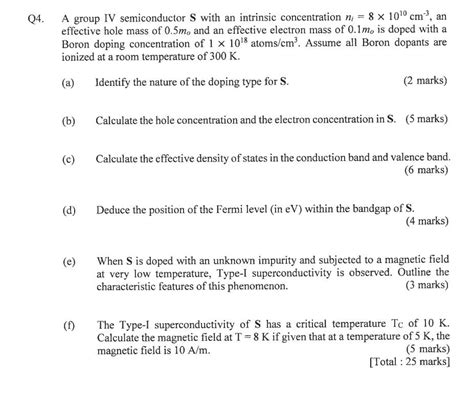 Solved 24 A Group Iv Semiconductor S With An Intrinsic