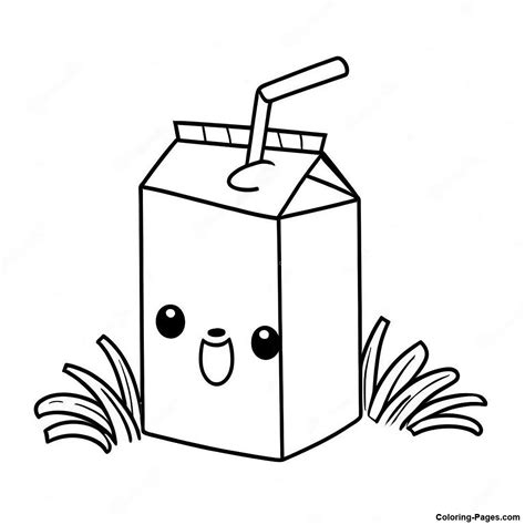 Cute Milk Carton With Straw Coloring Page Coloring