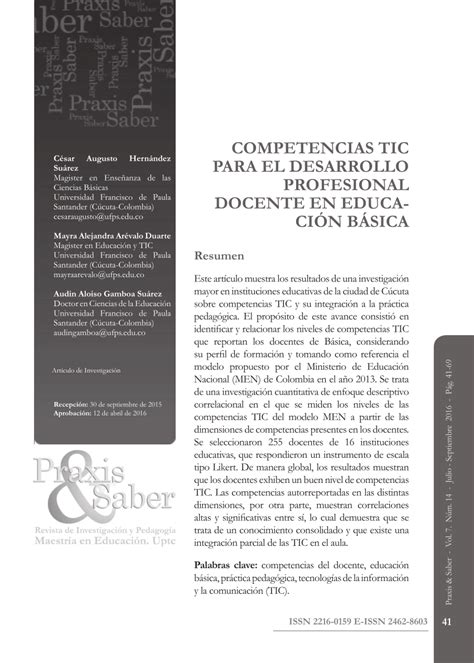 Pdf Competencias Tic Para El Desarrollo Profesional Docente En