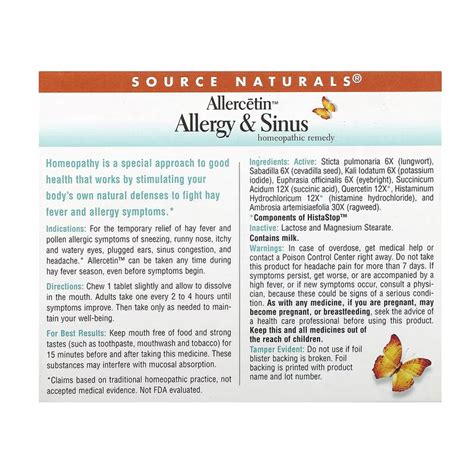 Allercetin Allergy And Sinus Tablets Arrive Nutrition Center