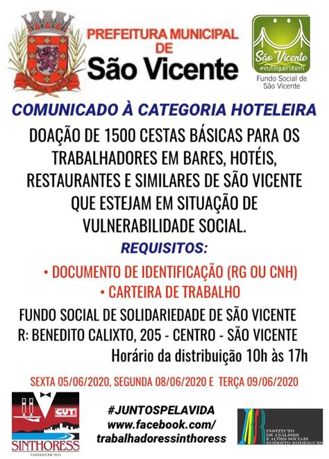 Entrega De Cestas BÁsicas Na Cidade De SÃo Vicente Sinthoress