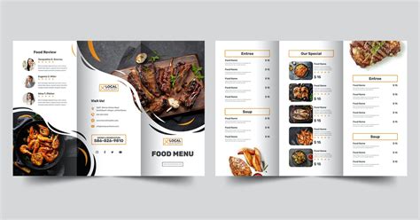 Меню ресторана Trifold Графические шаблоны Envato Elements