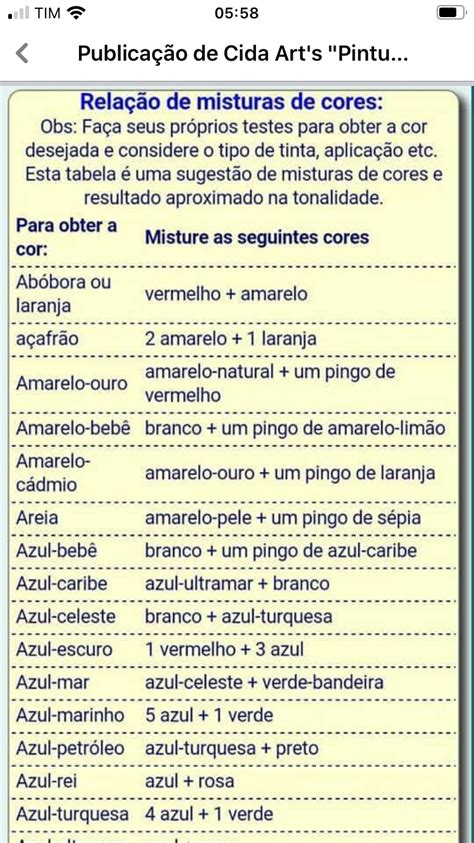Pin De Giselle Barta Em Tintas Mistura De Cores De Tintas