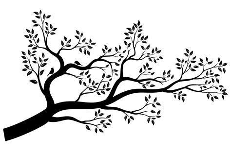 Tree Branch With Leaves And Two Birds Nature Template Square Signs