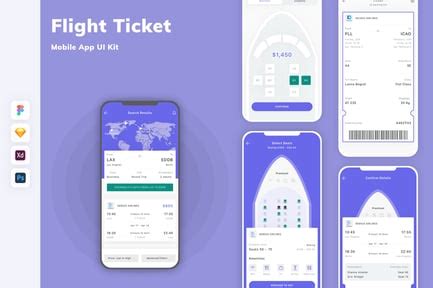 Flight Ticket Mobile App Ui Kit Ux And Ui Kits Ft Booking And Ticket