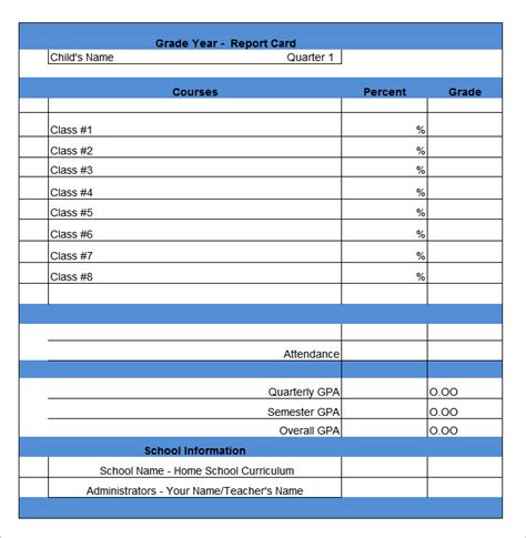 Report Card Template 28 Free Word Excel Pdf Documents Download