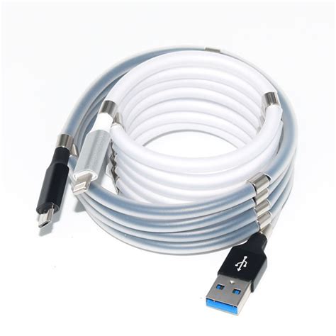 Usb Magnetische Oplaadkabel Usb C Zelfoprollend Kleur Wit De Beste Gadgets
