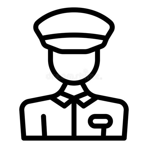 Police Officer Icon Outline Vector Safety Guard Stock Vector