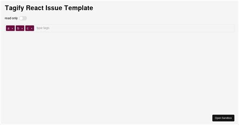 Tagify React Issue Template Forked Codesandbox
