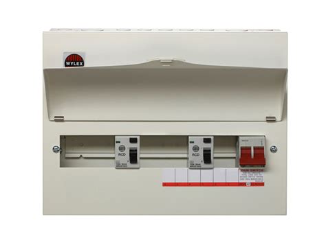 Acrelane Timber Wylex 10 Way Skeleton Board Split Load C W Main Switch And 2 Rcd