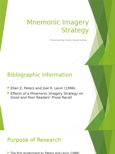 Mnemonic Imagery Pdf Experiment Reading Comprehension