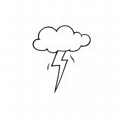 A Drawing Of A Cloud That Has A Lightning Bolt On It Premium Ai