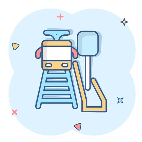만화 스타일의 지하철 역 아이콘 격리 된 흰색 배경에 기차 지하철 만화 벡터 일러스트 레이 션 철도 화물 시작 효과 비즈니스