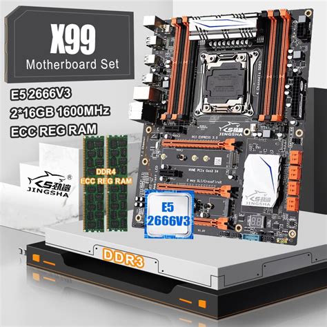 Jingsha 마더보드 X99chip X99 콤보 키트 세트 포함 제온 E5 2666 V3 32gb 1600mhz