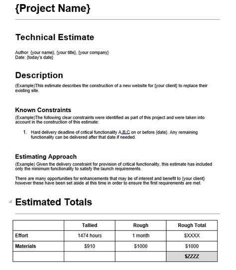 Website Development Estimate Template The Formula For Success Is Right
