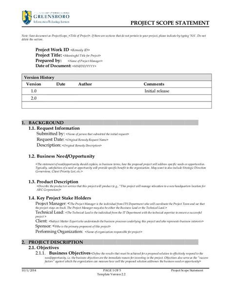 Project Scope Statement Template V23