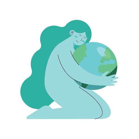 Blue Woman Hugging Earth 11147465 Vector Art At Vecteezy