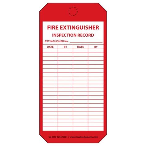 Polytag Fire Extinguisher Inspection Record Visual Workplace Inc