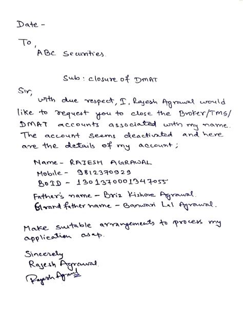 Dmat Closure Application Pdf