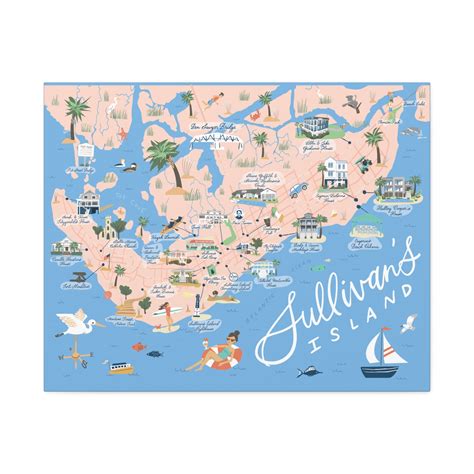 Sullivans Island Sc Map Classic Stretched Canvas Stella Maris