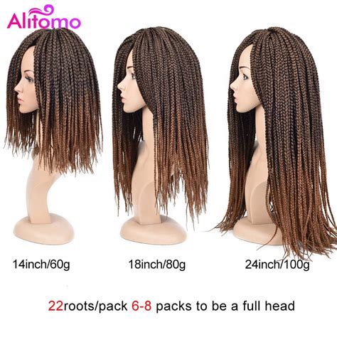 Alitomo Ombre Box Braids Crochet Hair 22strands Synthetic Crotchet Box