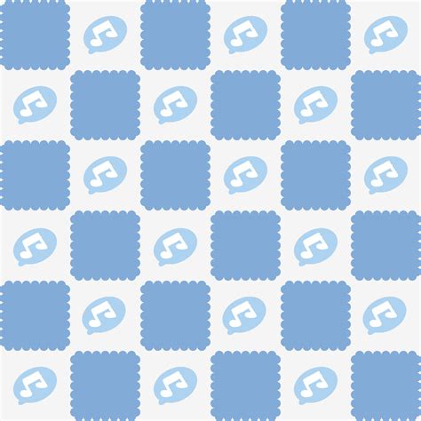 Cute Blue Musical Note Checkerboard Kawaii Blue Musical Note Pattern