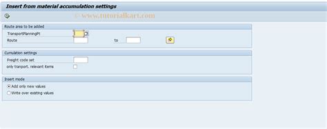 VTH SAP Tcode Insert Material Cumulation To TPS