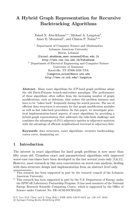 Pdf A Hybrid Graph Representation For Recursive Backtracking Algorithms