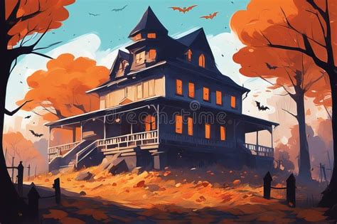 Comic Halloween Background In Flat Design Illustration Poster Template