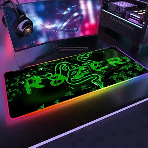 Razer Mouse Pad Design Rgb Mat Led Mousepad Large Gaming Accessories Alfombrilla Xxl Desk Carpet