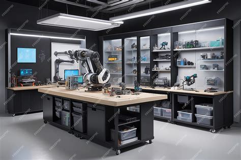 Premium Photo Showcase A Robotics Lab With Spare Parts Tools And A