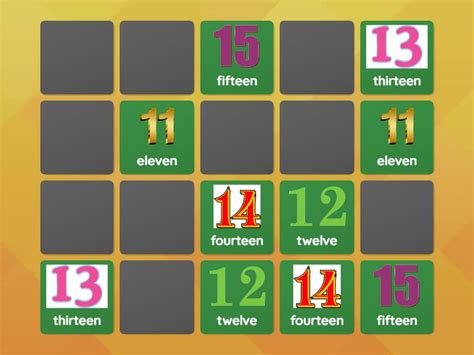 Numbers 11 20 Matching Pairs
