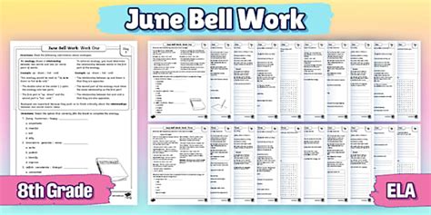 Eighth Grade Ela June Bell Work Bundle