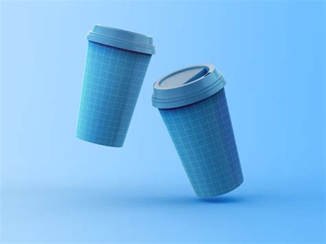 Free Two Floating Coffee Cups Mockup Psd Psfreebies
