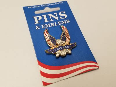 Us Army Veteran Patriotic American Flag Eagle Pin Ebay