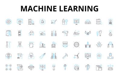 Artificial Computing Linear Icons Set Royalty Free Vector