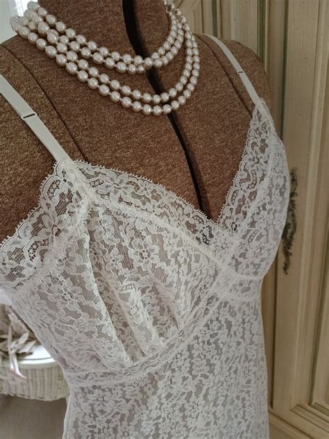 1950s Lace Van Raalte Full Slip W Side Metal Zipper Gem