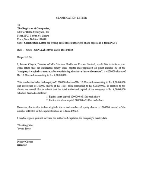 Clarification Letter Pdf