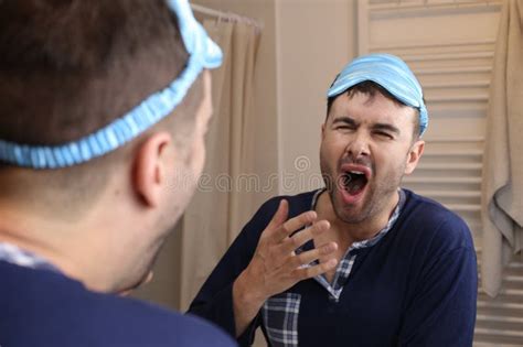 A Man And His Reflection Waking Up Stock Image Image Of Hygiene